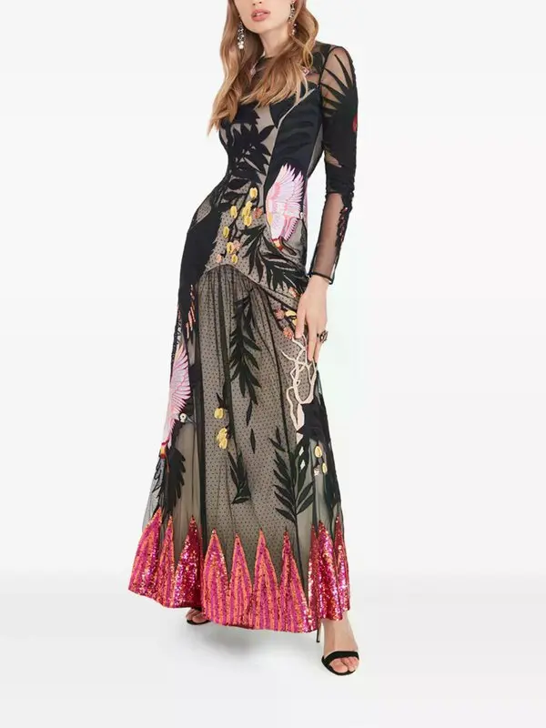 TEMPERLEY LONDON Embroidered Sequin-hem Dress