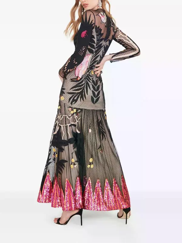 temperley sequin dress Embroidered Sequin-hem Dress