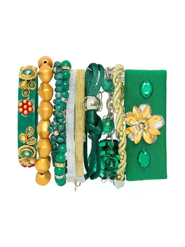 AMIR SLAMA Beaded Flower Bracelet - Green