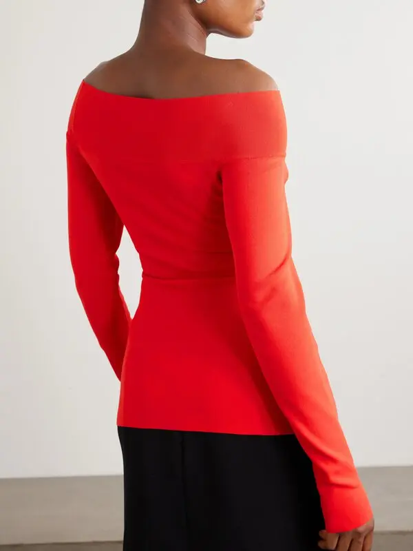 Stella McCartney Bardot Off-the-shoulder Paneled Jersey Top - Red