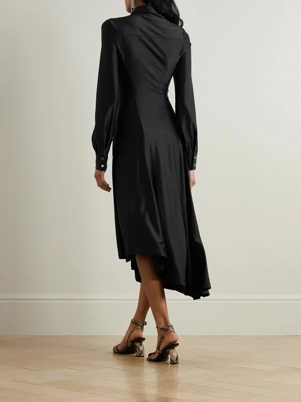 Rabanne Embellished Gathered Satin-jersey Midi Shirt Dress