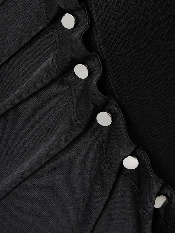 Rabanne Embellished Gathered Satin-jersey Midi Shirt Dress