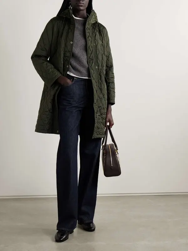 Burberry Hooded Quilted Shell Jacket - Dark Green