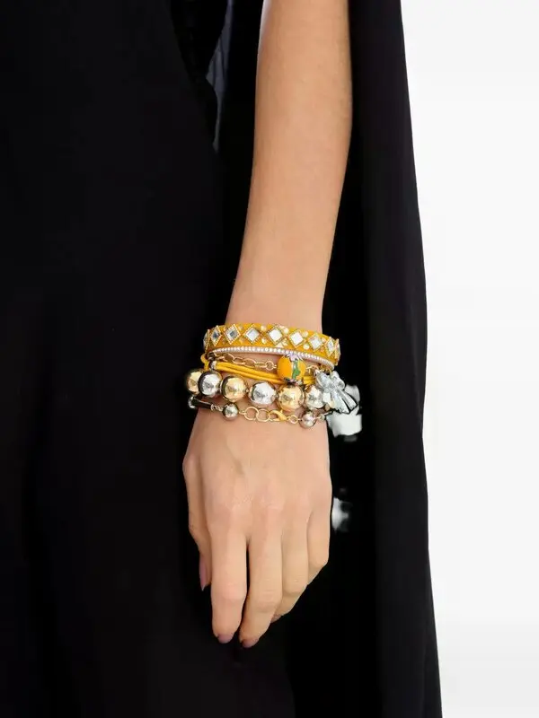 AMIR SLAMA Bow-detailed Bead-embellished Bracelet Set