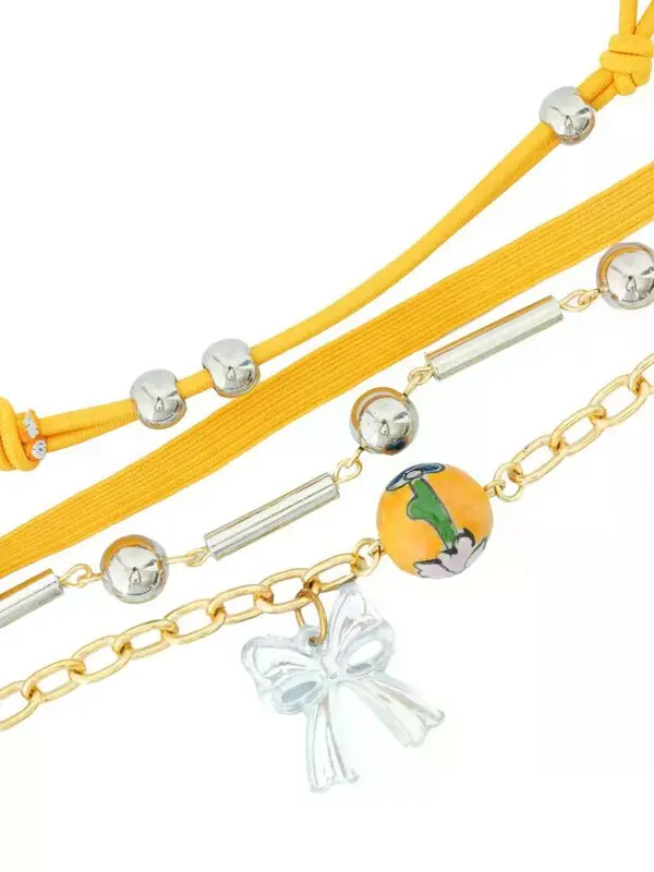 AMIR SLAMA Bow-detailed Bead-embellished Bracelet Set