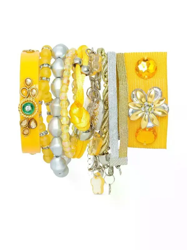 AMIR SLAMA Beaded Flower Bracelet - Yellow