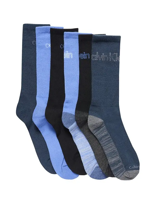 Calvin Klein 6-pack Cushion Crew Socks - Blue Assorted