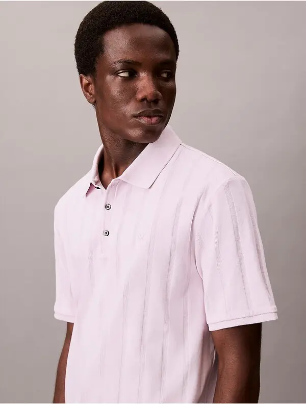 Calvin Klein Variegated Rib Classic Polo Shirt - Spring Lilac