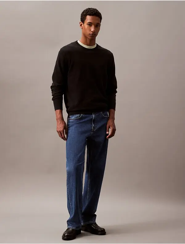 Calvin Klein Classic Fit Cotton Sweater - Black