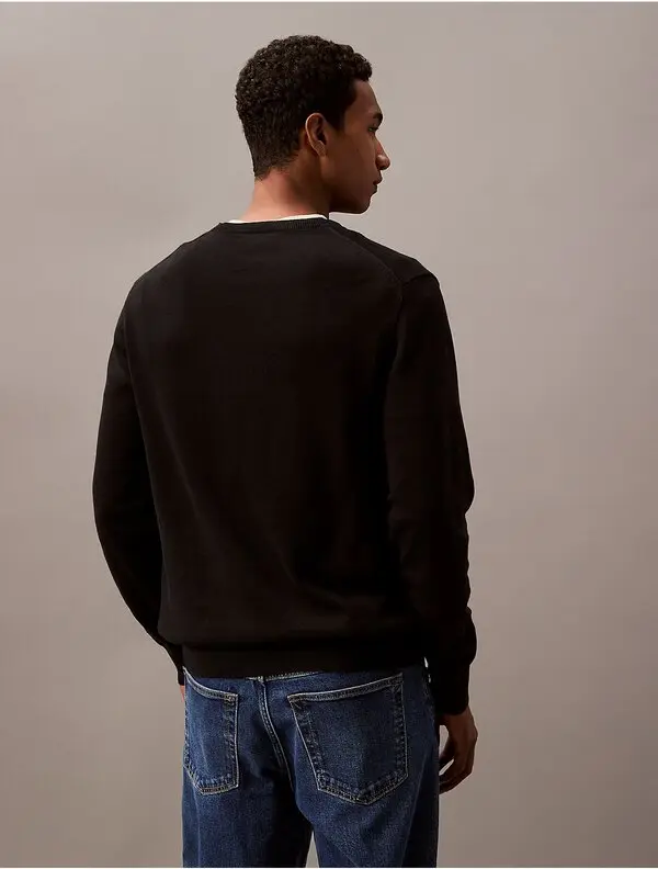 Calvin Klein Classic Fit Cotton Sweater - Black
