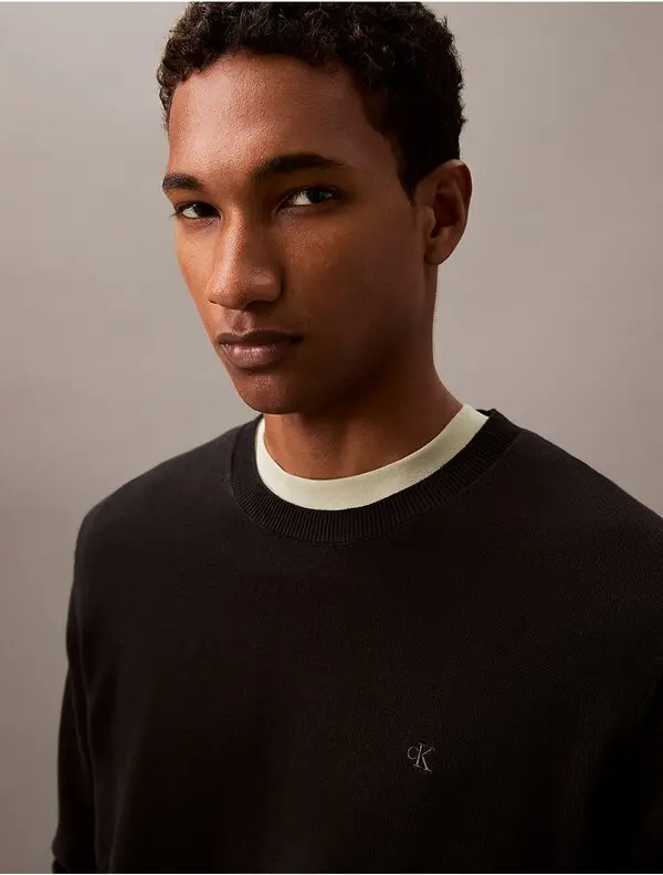 Calvin Klein Classic Fit Cotton Sweater - Black