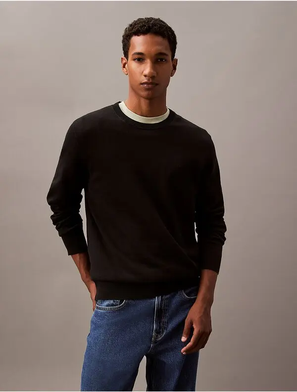 Calvin Klein Classic Fit Cotton Sweater - Black