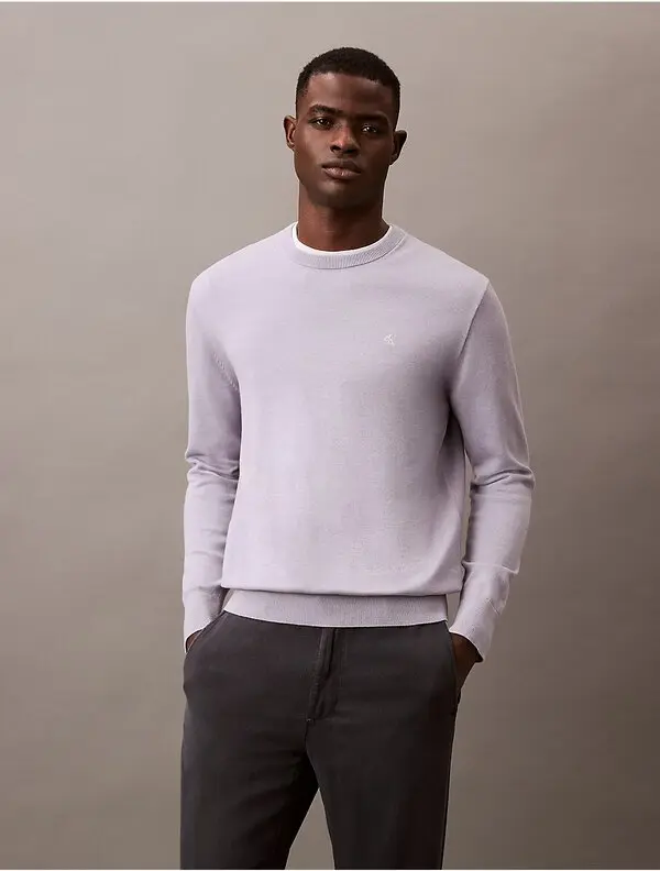 Calvin Klein Classic Fit Cotton Sweater - Lilac Gray
