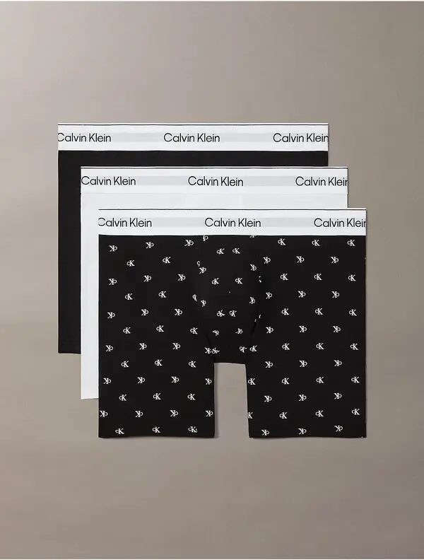 Calvin Klein Icon Cotton Stretch 3-pack Boxer Brief - Black/diamond Logo Black/classic White