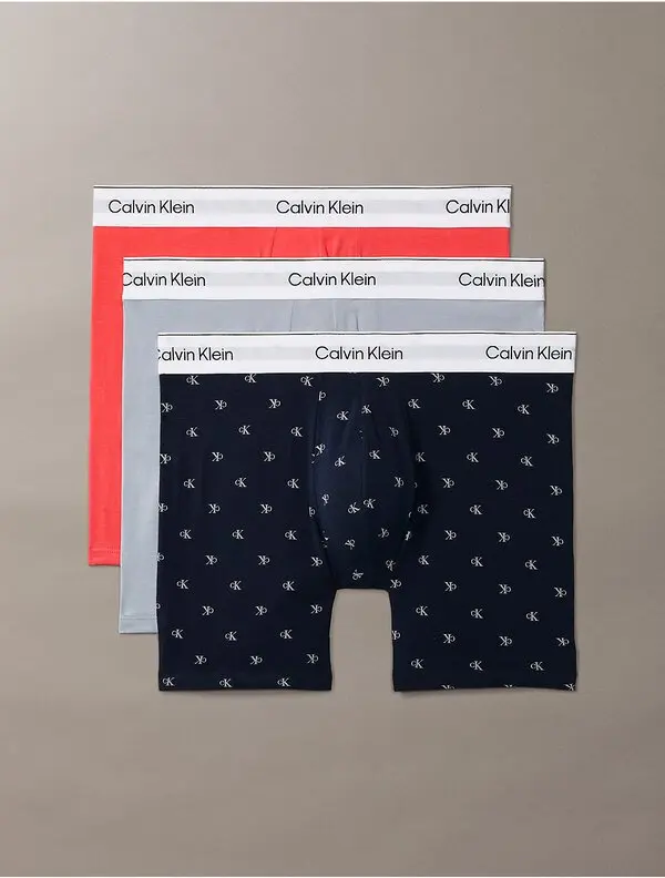 Calvin Klein Icon Cotton Stretch 3-pack Boxer Brief - Misty Grey/shoreline/punch Pink
