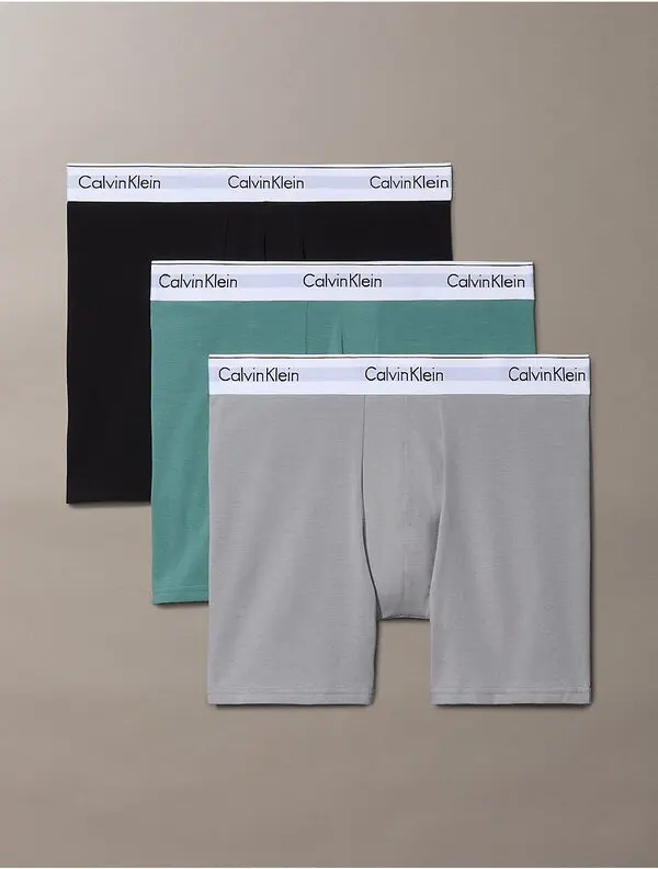Calvin Klein Icon Cotton Stretch 3-pack Boxer Brief - Shoreline / Grey Heather / Lively Teal