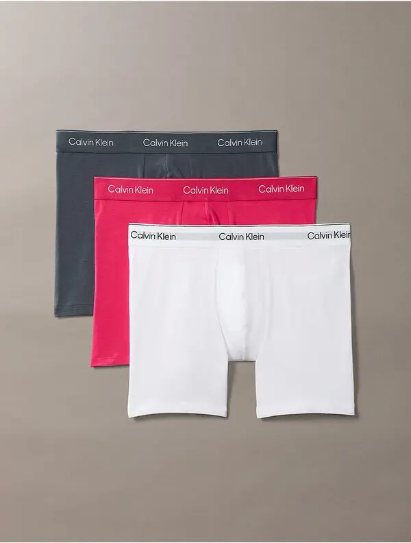 Calvin Klein Icon Cotton Stretch 3-pack Boxer Brief - Turbulence W/ Dtm Wb/white W/ Dtm Wb/innuendo W/ Dtm Wb