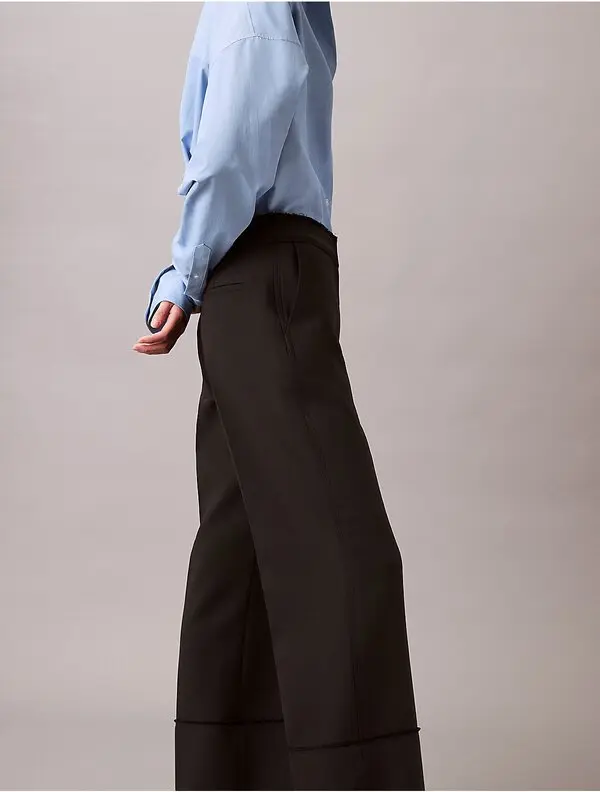 Calvin Klein Wide Leg Raw Edge Trousers