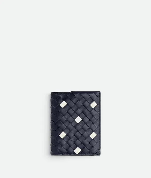 BOTTEGA  VENETA Intrecciato Piccolo Flap Card Case - Abyss/white