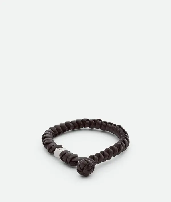 BOTTEGA  VENETA Knot Leather And Sterling Silver Bracelet - Fondant
