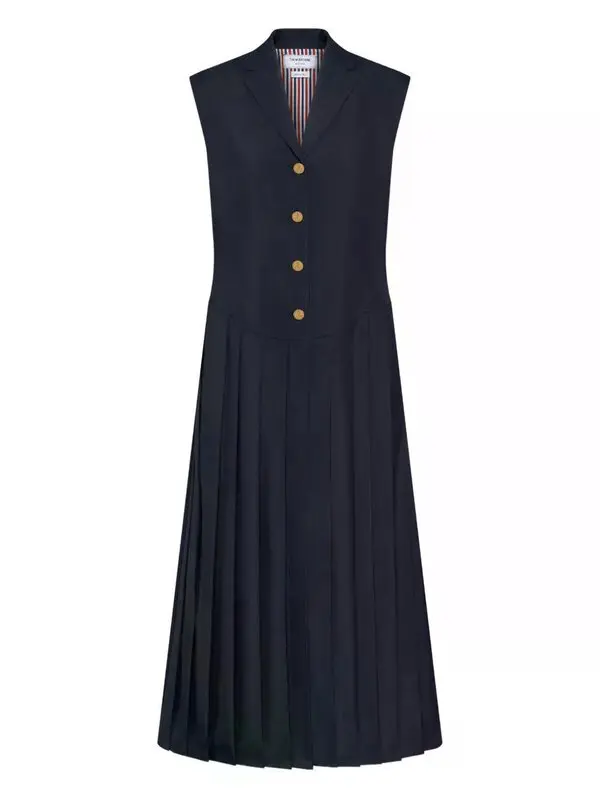 Thom Browne Sleeveless Pleated Dress - Blue