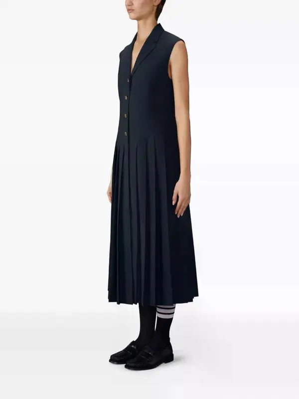 Thom Browne Sleeveless Pleated Dress - Blue