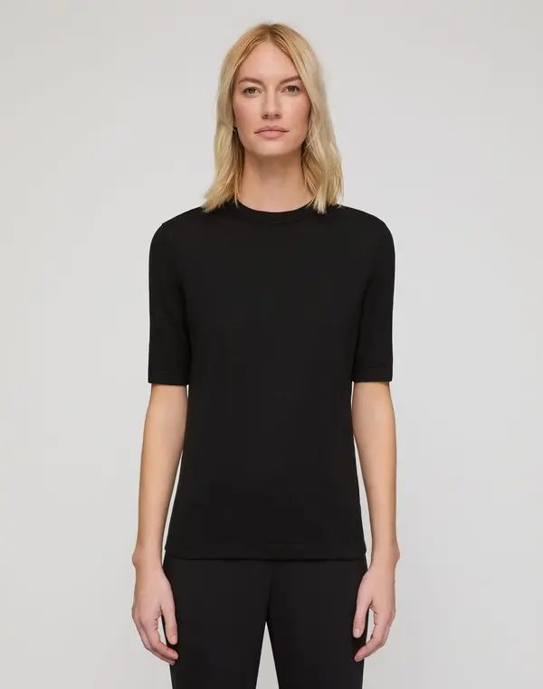 Lafayette 148 New York Cotton-silk Fitted Pullover Sweater - Black