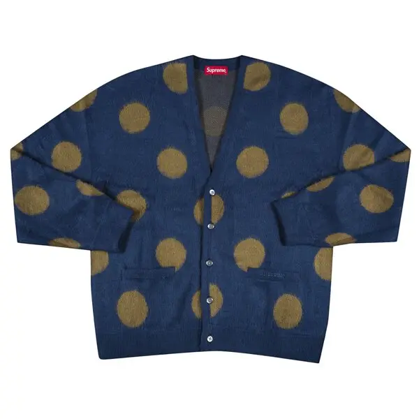 Supreme Brushed Polka Dot Cardigan - Blue | Editorialist