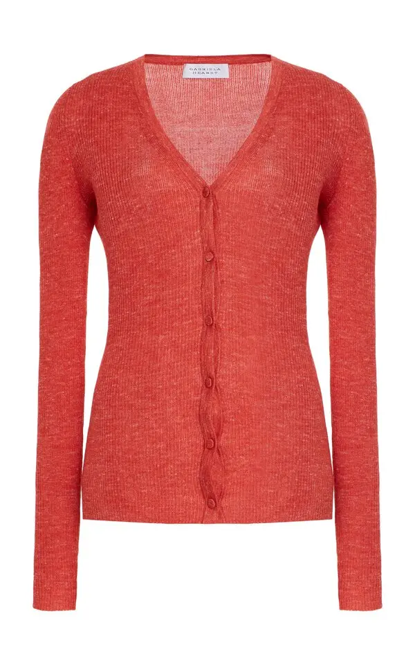 Gabriela Hearst Aiste Cashmere, Silk, And Hemp Cardigan - Orange
