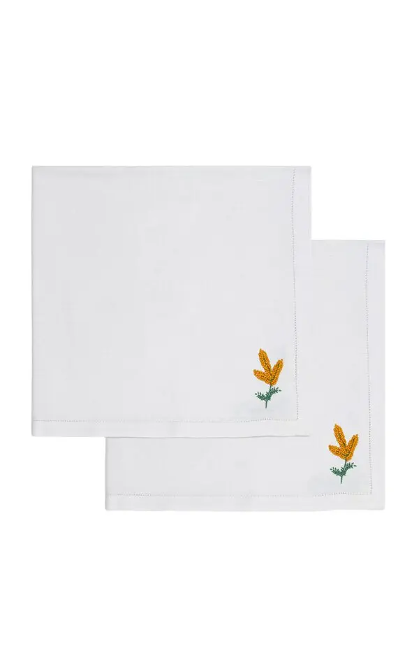 GOHAR WORLD Jour & Flora Embroidered Linen Dinner Napkin - Multi