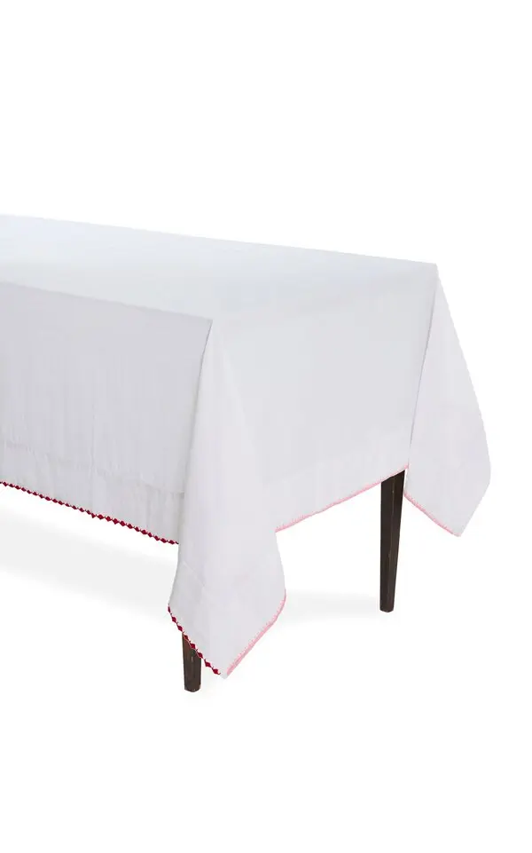 GOHAR WORLD Exclusive Á Jour & Crochet Linen Tablecloth - Red