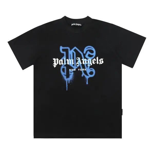 Palm Angels Ny Monogram Spray Tee - Black