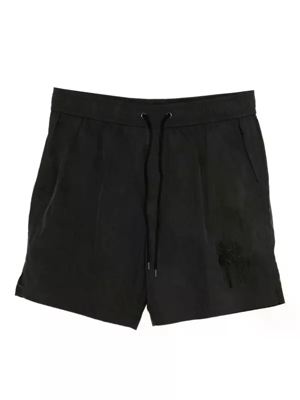JAMES PERSE Palm-embroidered Deck Shorts - Black