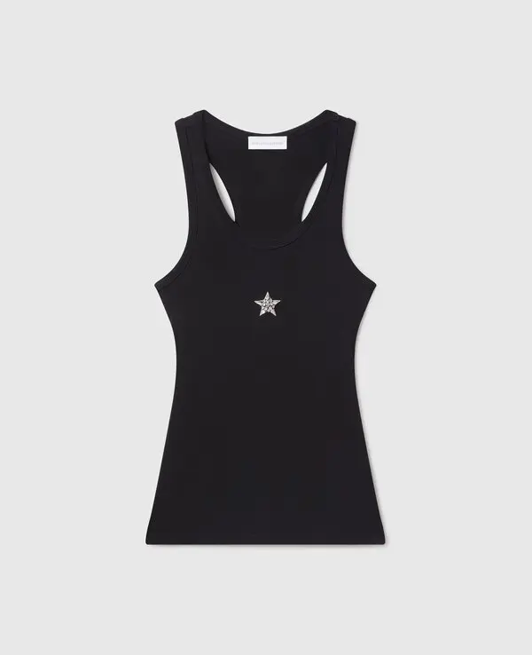 Stella McCartney Crystal Star Racerback Tank Top - Black