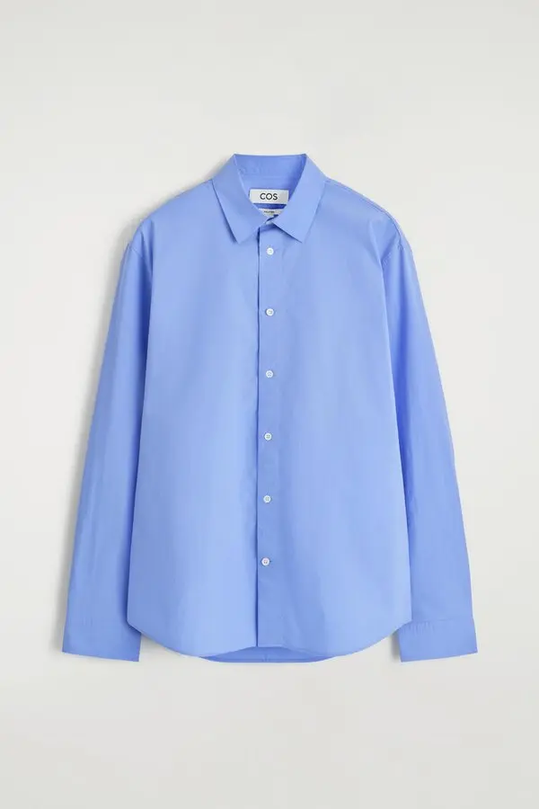 Cos Relaxed Pima Cotton Poplin Shirt - Blue