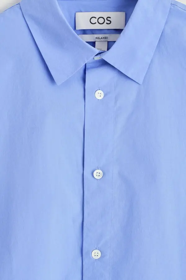 Cos Relaxed Pima Cotton Poplin Shirt - Blue