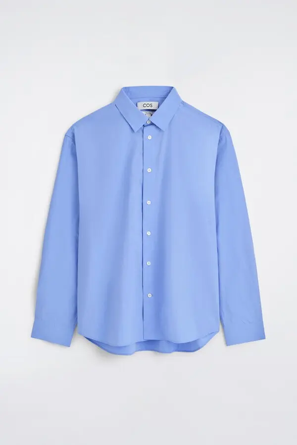 Cos Relaxed Pima Cotton Poplin Shirt - Blue