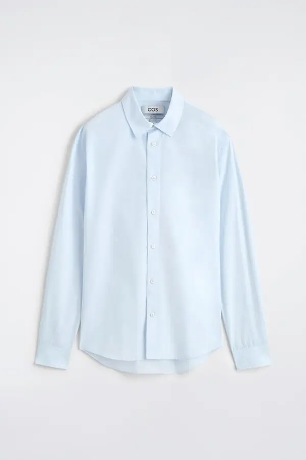 Cos Relaxed Pima Cotton Poplin Shirt - Light Blue