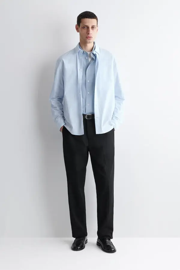 Cos Relaxed Pima Cotton Poplin Shirt - Light Blue