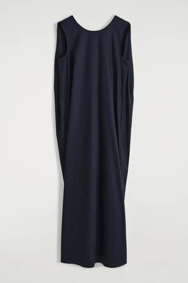 Cos Twist-back Cotton Midi Dress - Navy