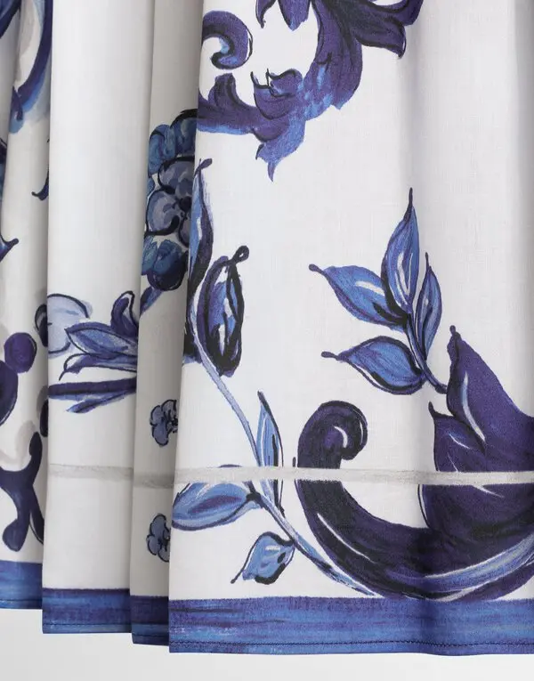 Dolce & Gabbana Majolica Long Cotton Satin Skirt - Print