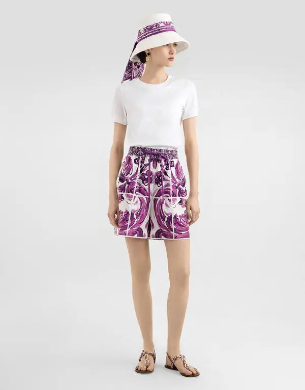 Dolce & Gabbana Majolica-print Poplin Shorts - Multicolor