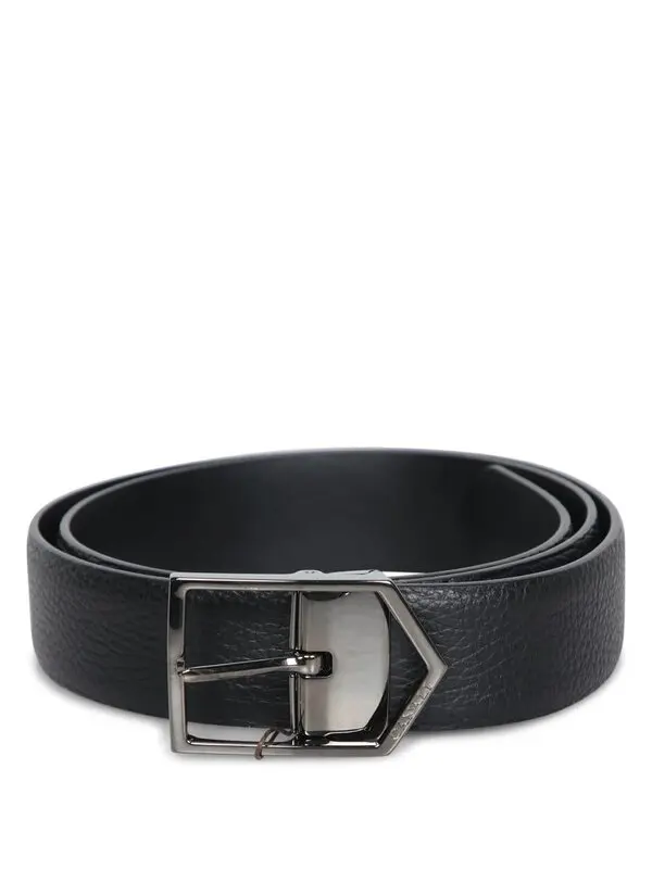 Canali Belt With Arrow Shaped Buckle - Black