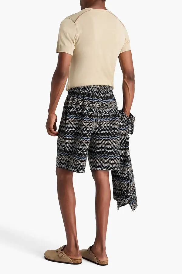 Missoni Crochet-knit Cotton Shorts - Navy