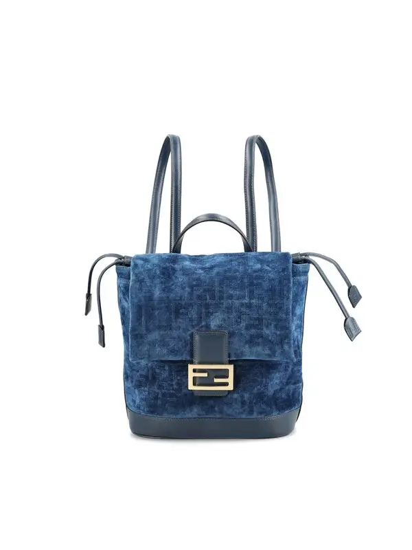 Fendi Handbag With Ff Pattern - Blue+blue Abyss+os