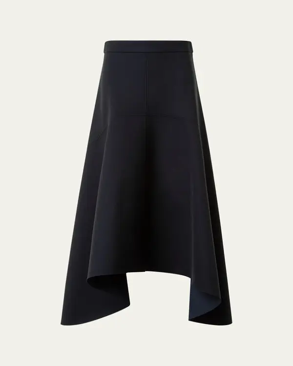 Akris Asymmetrical Neoprene Midi Skirt