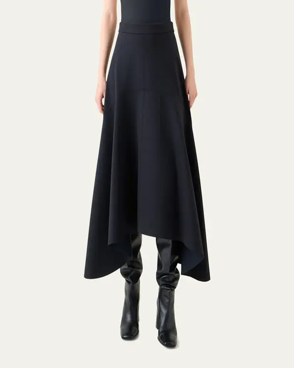 Akris Asymmetrical Neoprene Midi Skirt