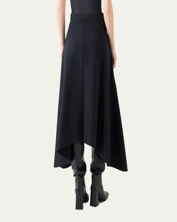 Akris Asymmetrical Neoprene Midi Skirt