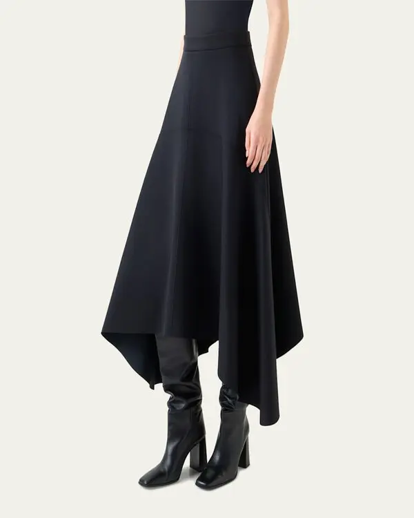 Akris Asymmetrical Neoprene Midi Skirt