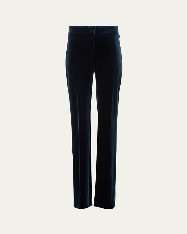 Akris Techno Velvet Stretch Straight-leg Pants - Blue